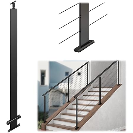 Muzata Cable Railing Post Slope Post 36"x1"x2" with 30-Degree Post ...