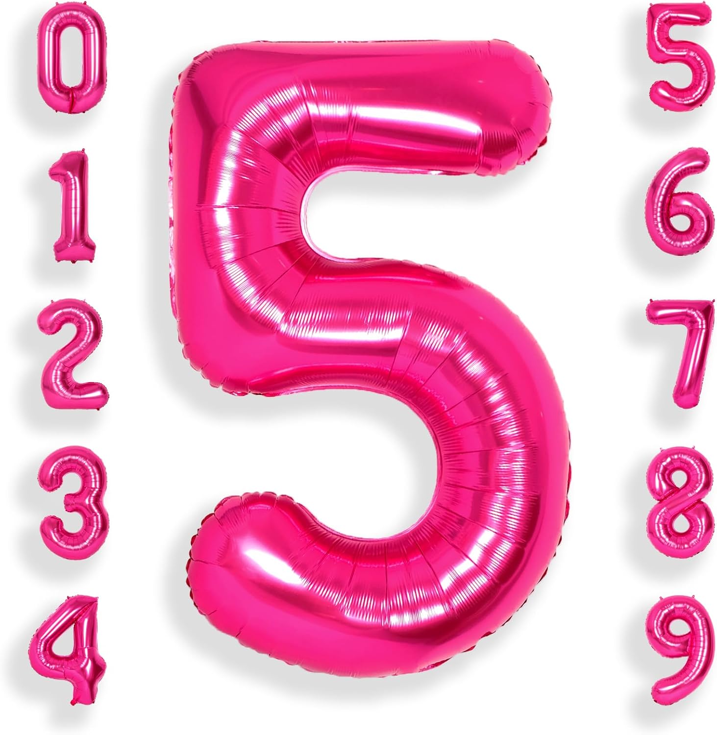 Amazon.com: SUWEN 40 Inch Hot Pink Large 5 Number Balloons Big Foil ...