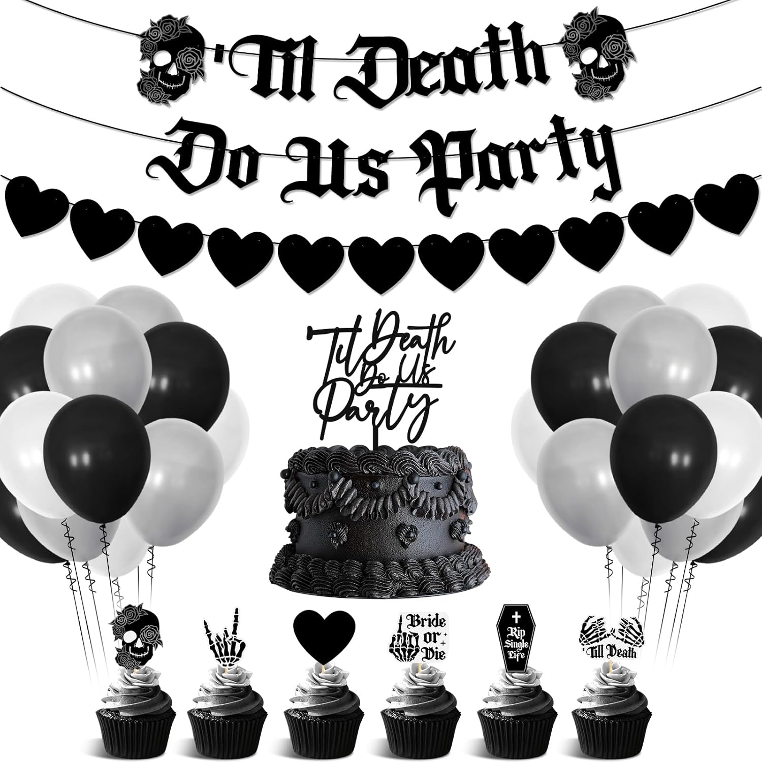 Amazon.com: Kitticcino Til Death Do Us Party Party Decorations Gothic ...