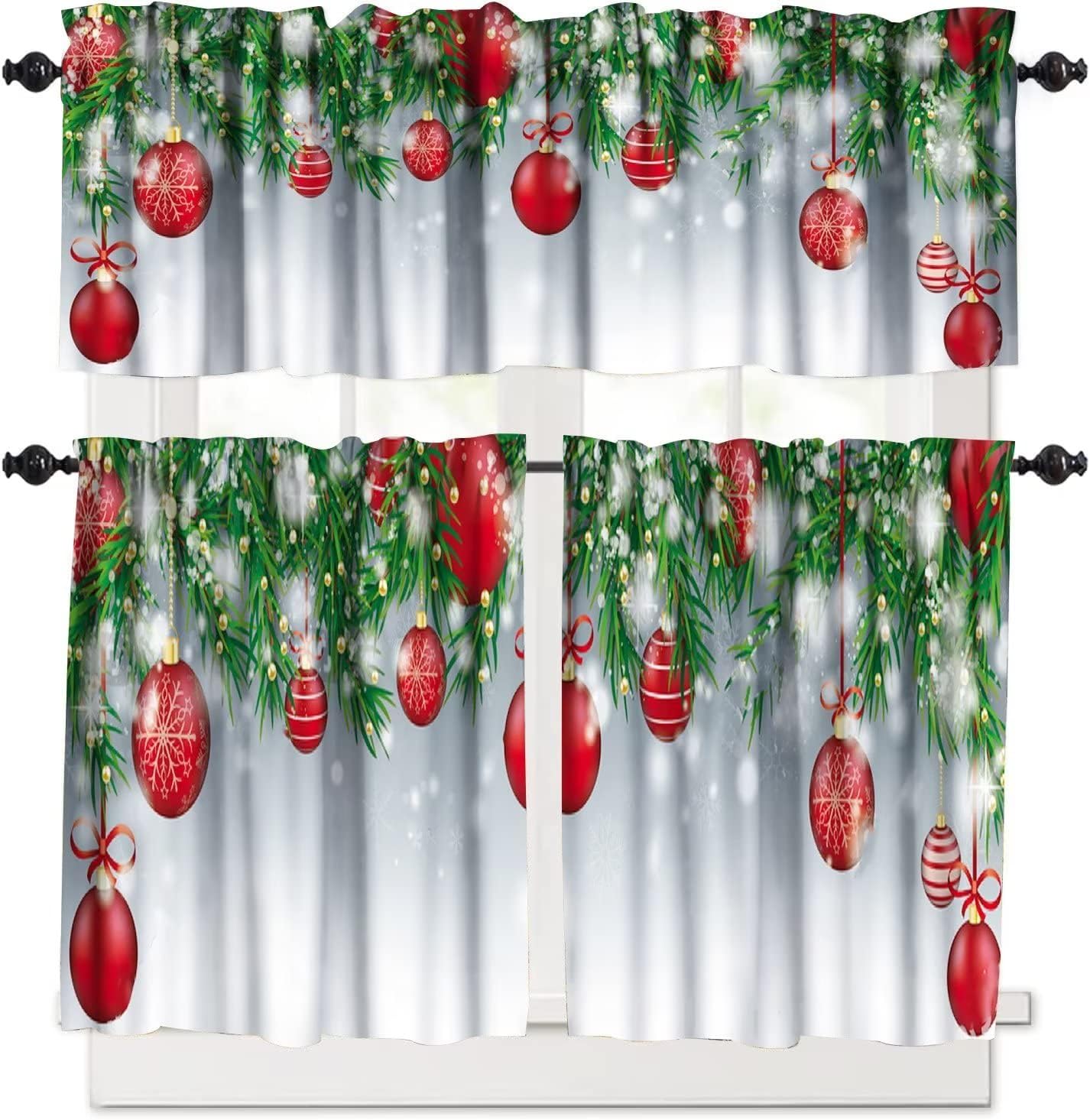 Amazon.com: Christmas Valance and Tier Set, Christmas Ribbon Bells ...