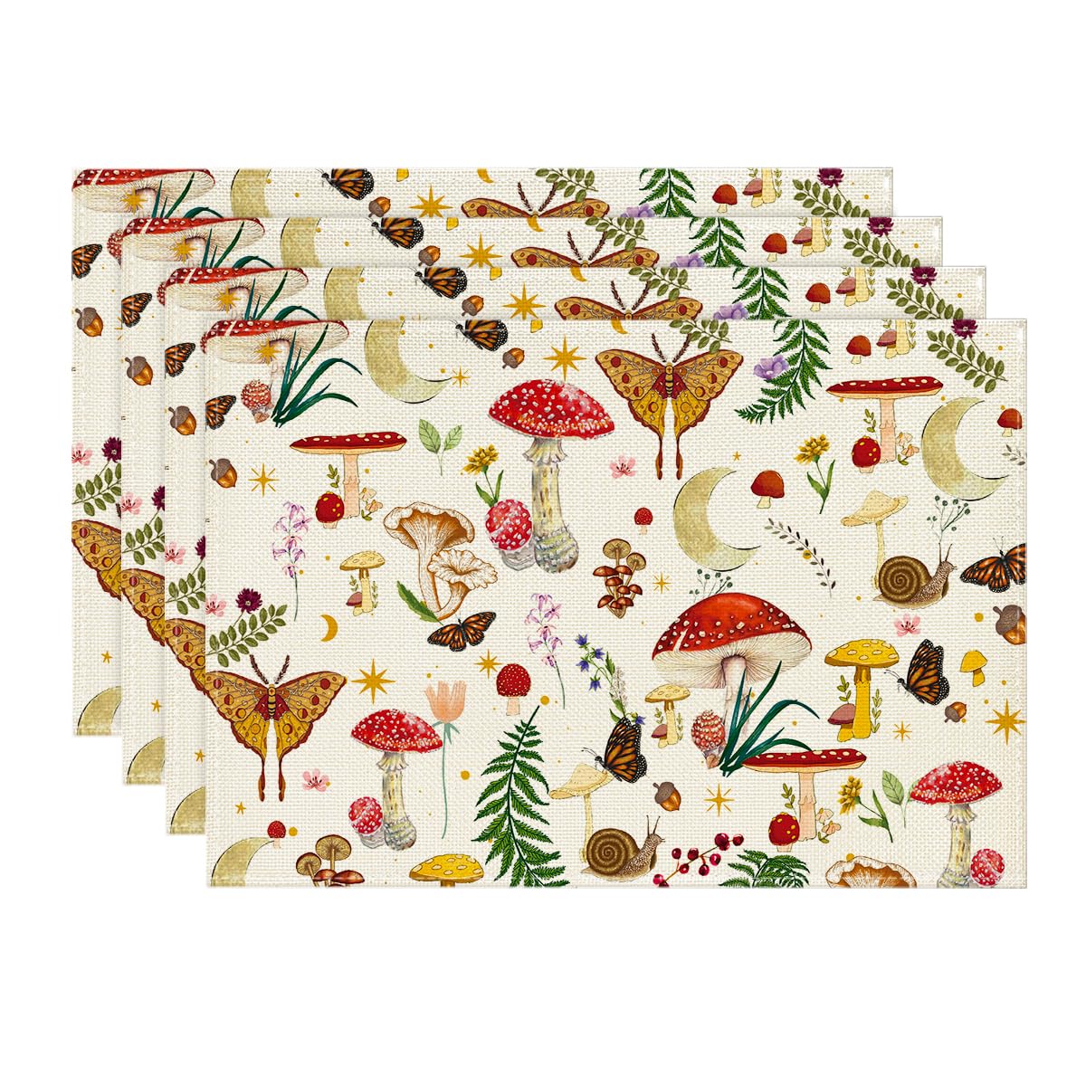 Amazon.com: Artoid Mode Beige Modern Mushroom Placemats Set of 4, 12x18 ...