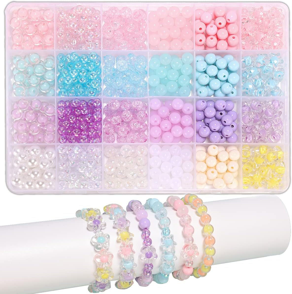 Amazon.com: Enjoymade Glass Beads Bracelet Making Kit, 8mm Gradient ...