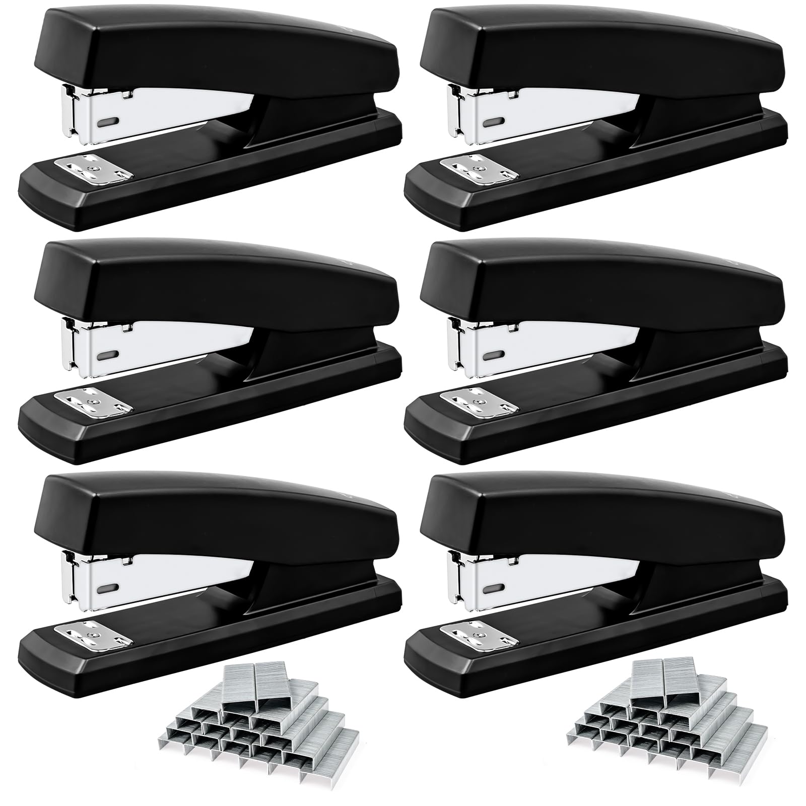 6 Pieces Desktop Staplers with 3000 Staples 24/6 Staples Heavy Duty ...