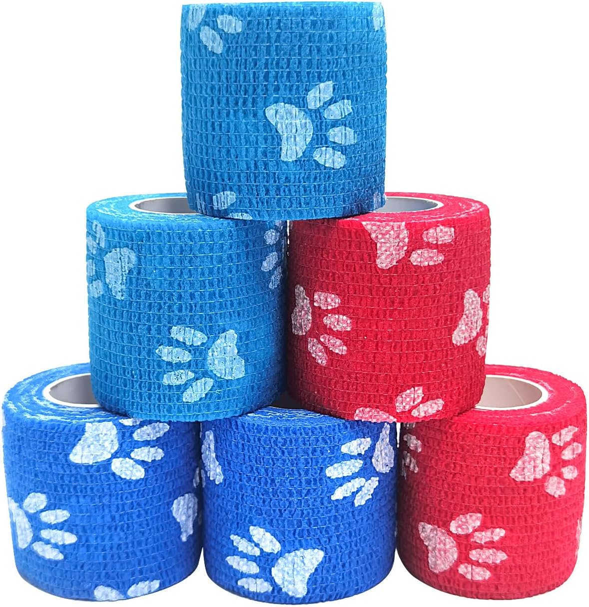 6 Rolls Self Adhesive Bandage Wrap, 5cmx4.5m Vet Wrap Tape, Emergency ...