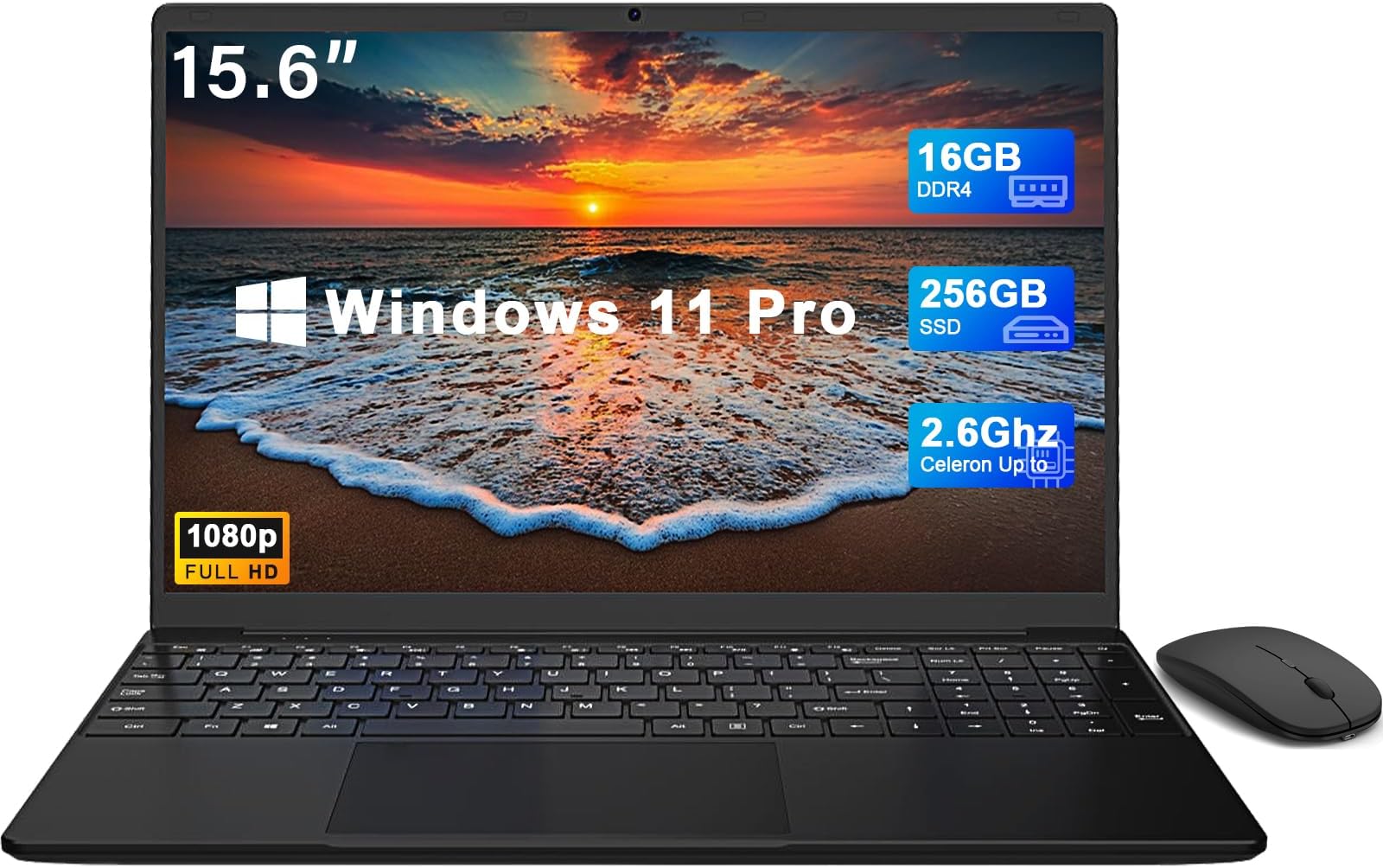 Laptop 15,6 Zoll FHD-Display Win 11 Pro Notebook, 16 GB RAM 256 GB SSD ...