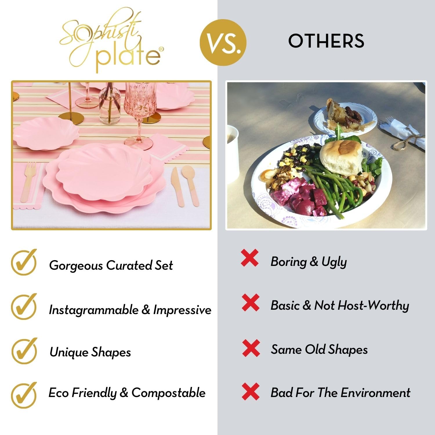 Snapklik.com : Eco-Friendly Compostable Table Set - 88 Piece Set For 8 ...
