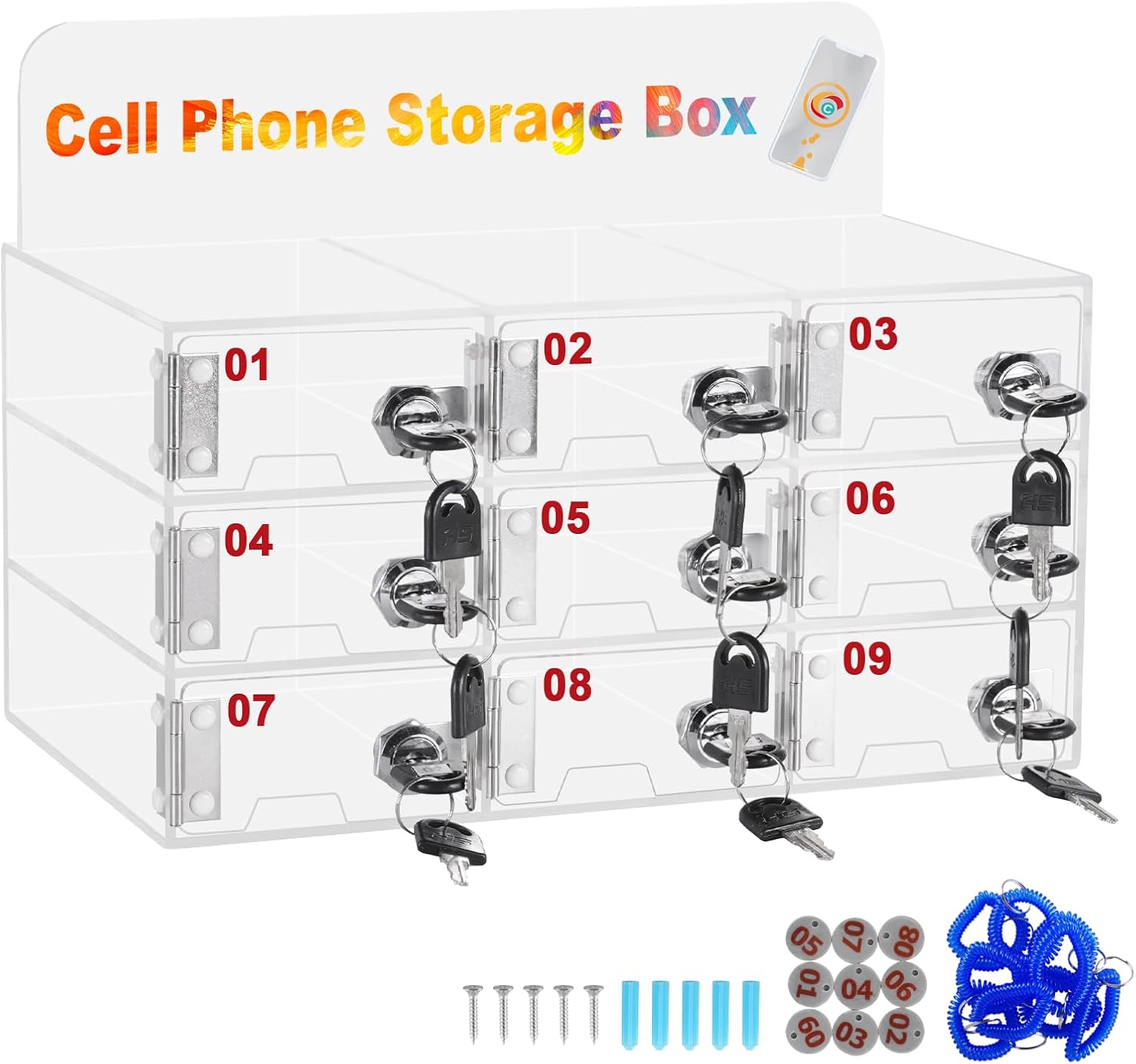 Amazon.com: Acrylic Cell Phone Storage Cabinet - Wall-Mounted Lock Box ...