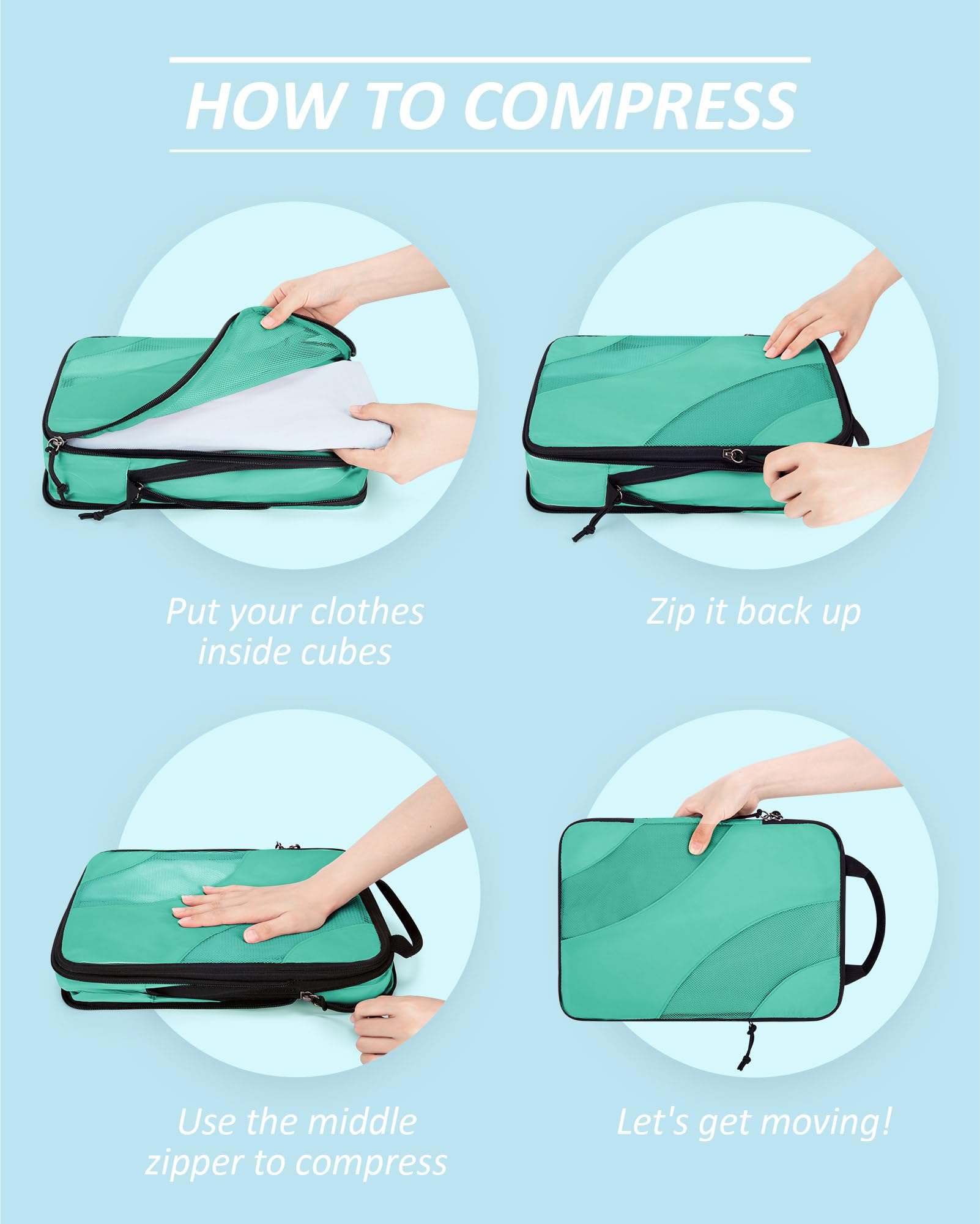 Snapklik.com : BAGSMART Compression Packing Cubes, 6 Set Travel Packing ...