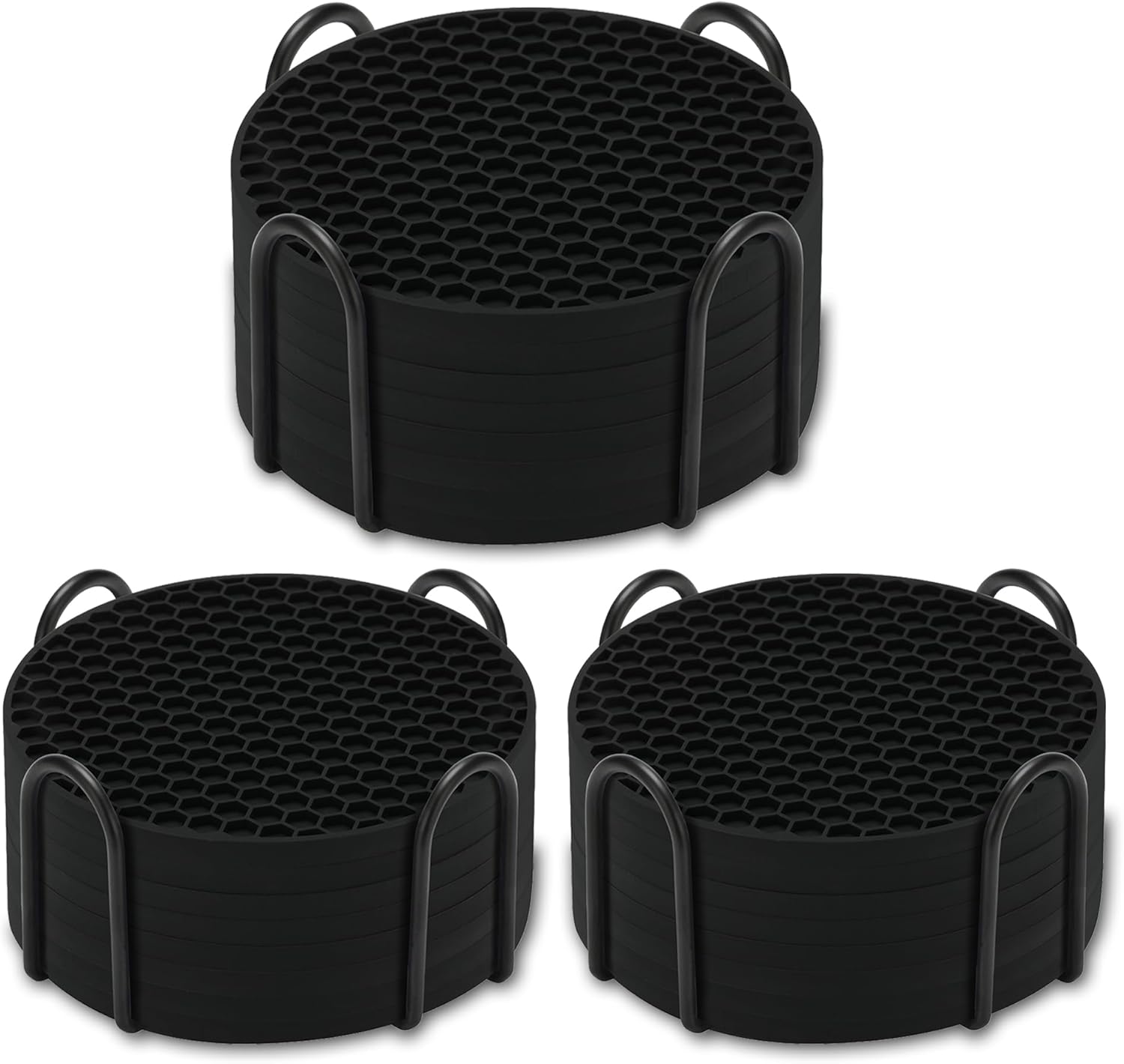 Amazon.com: Silicone Coasters Set of 24 with Holder, Drinks Coasters ...