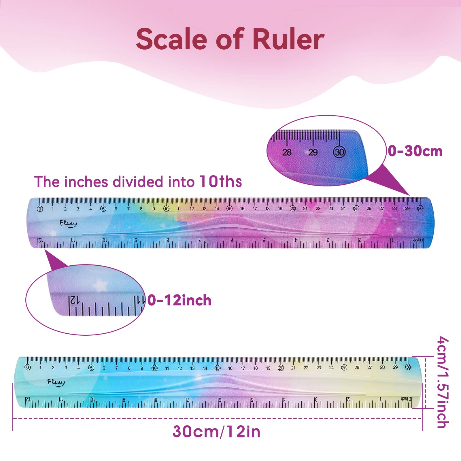 Snapklik.com : 2 PCS Flexible Ruler 30CM/12inch Dual Scale Bendable ...
