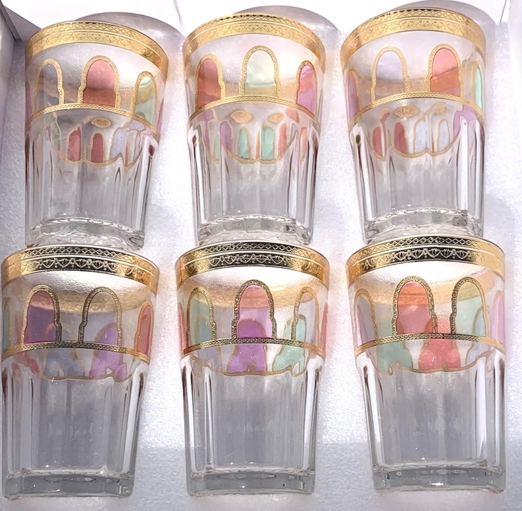 Amazon.com | Marrakesh Gardens Moroccan Tea Glasses, Drinking Glasses ...