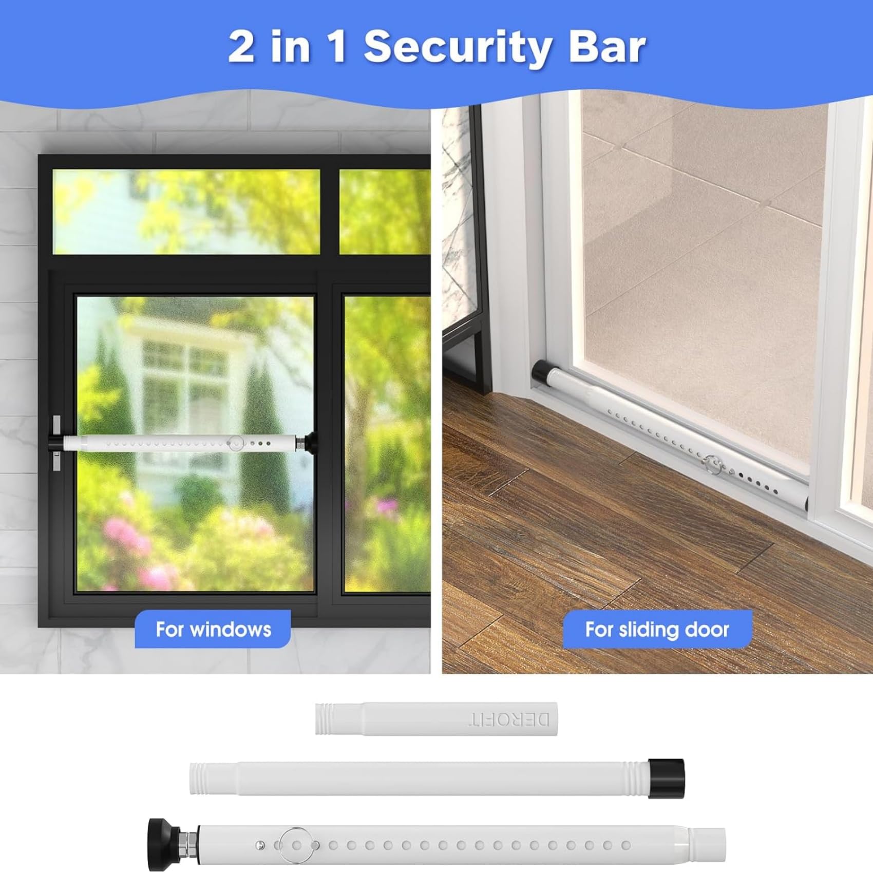 Snapklik.com : Sliding Door Security Bar,16 To 51 Inch Inside Sliding ...