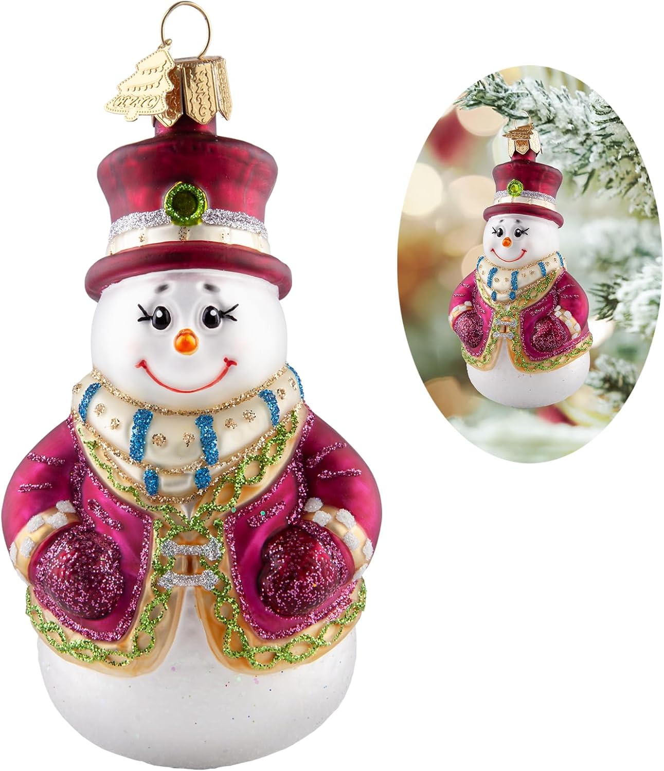 Snowman Christmas Tree Ornaments,Hand-Blown Glass Ornaments,Top Hat ...