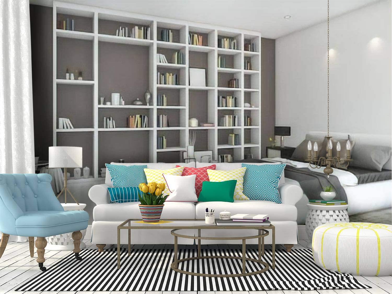 Colorful Bookshelf Wallpaper