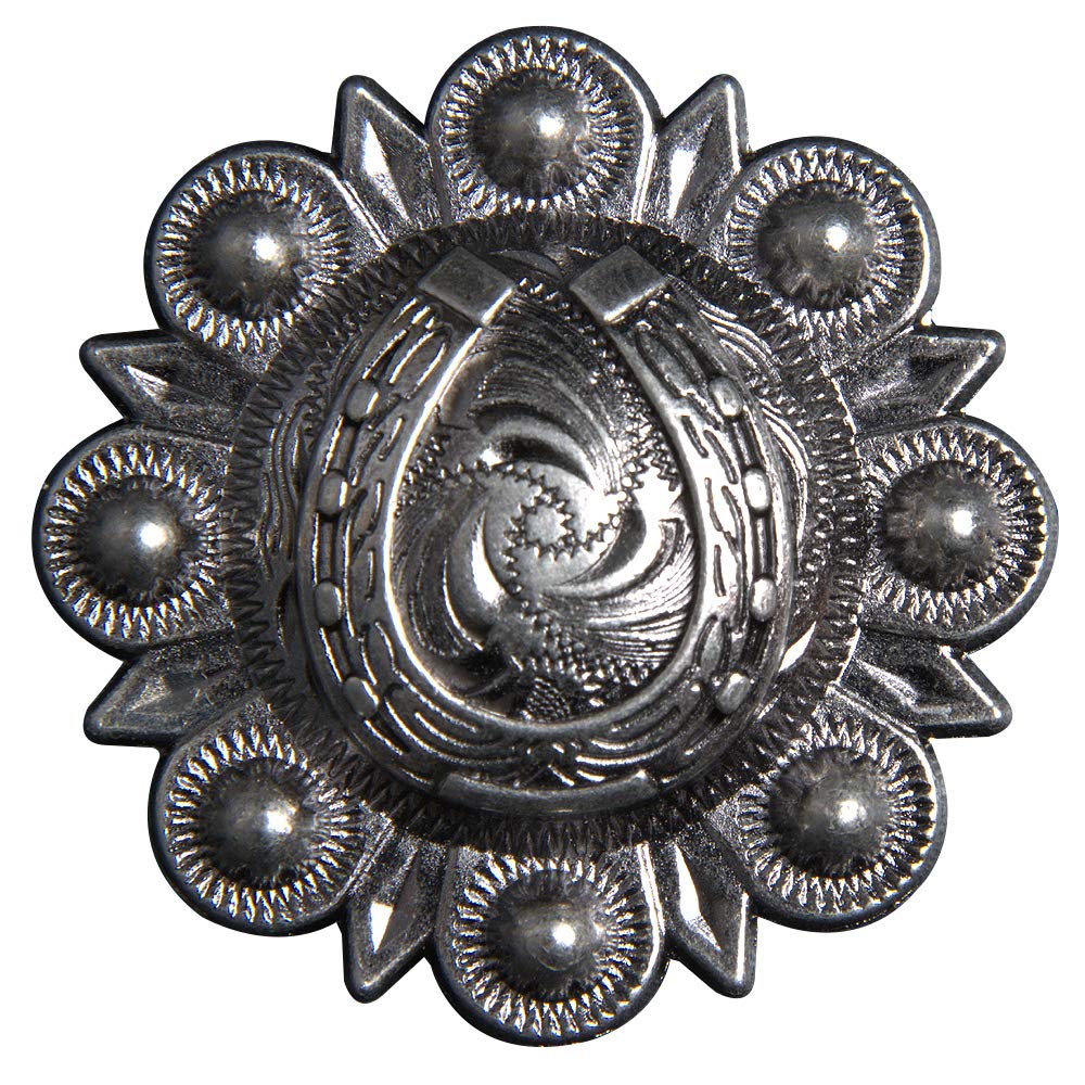 Set Of 16 Western Screw Back Concho 1.5 In Horseshoe Ant. Silver Saddle ...