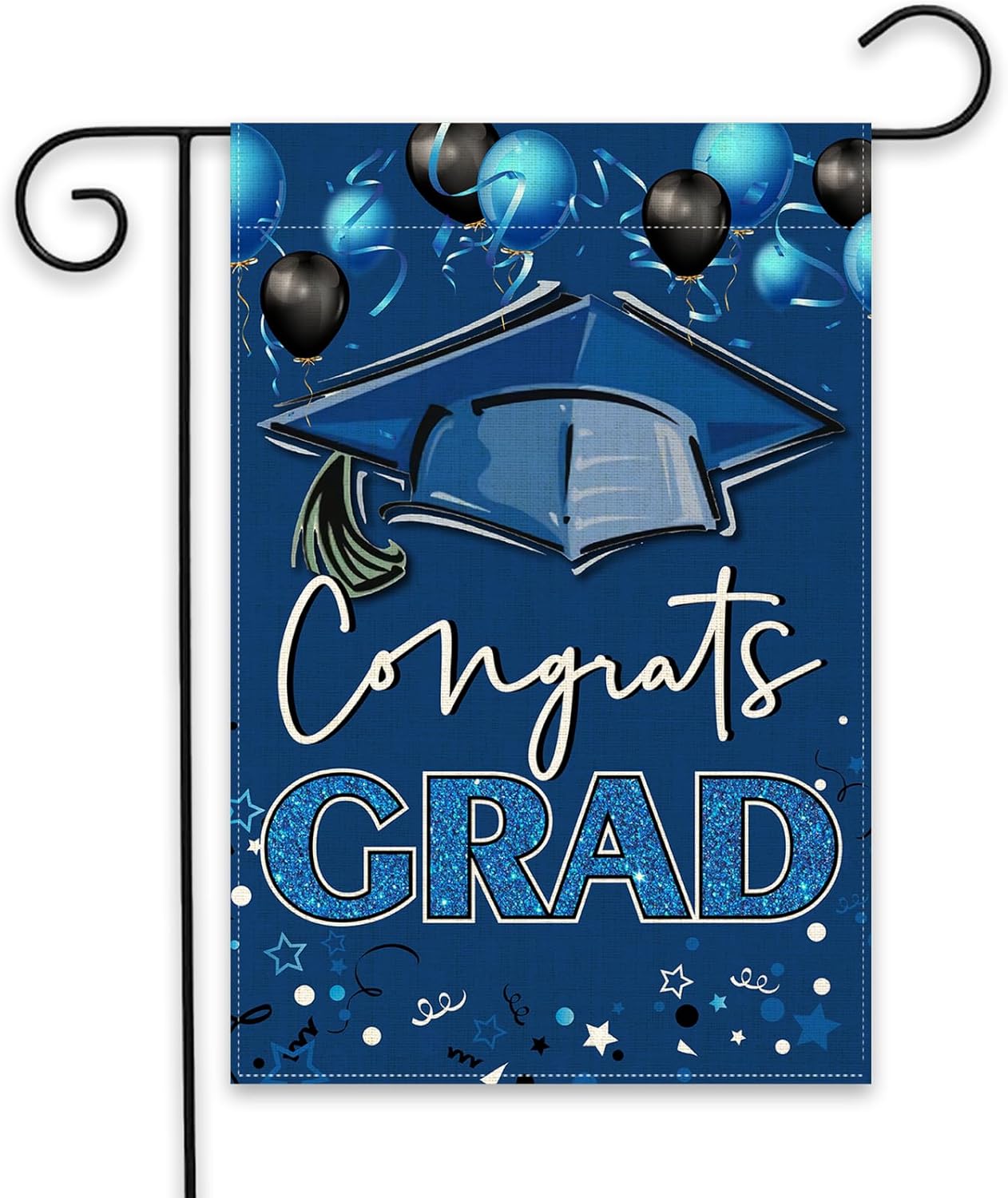 Amazon.com : Congrats Grad Garden Flag Double Sided, Blue Graduation ...