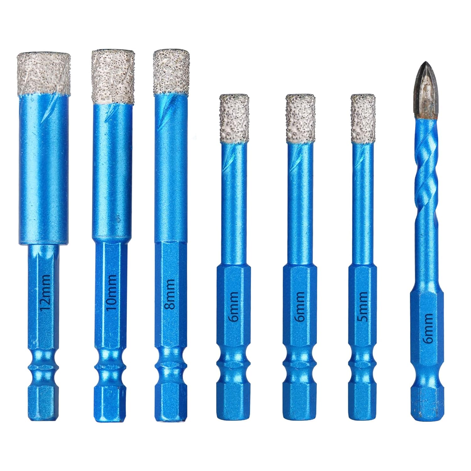 POSWIS Dry Diamond Core Drill Bits Set 7PCS 5/6/6/8/10/12mm Diamond ...