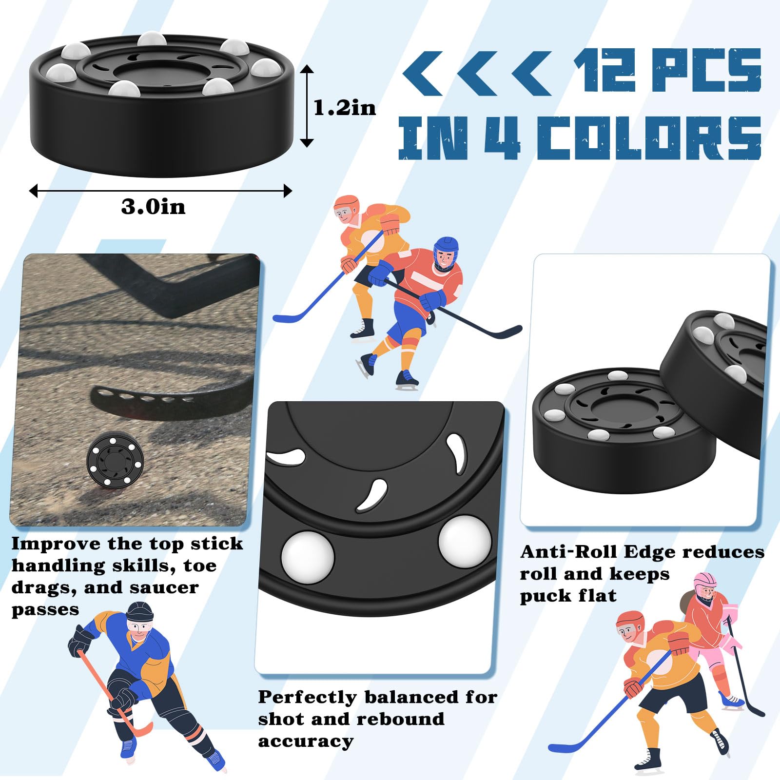 Lenwen 16 Pcs Hockey Pucks for Outdoor Hockey Adult Roller Street ...