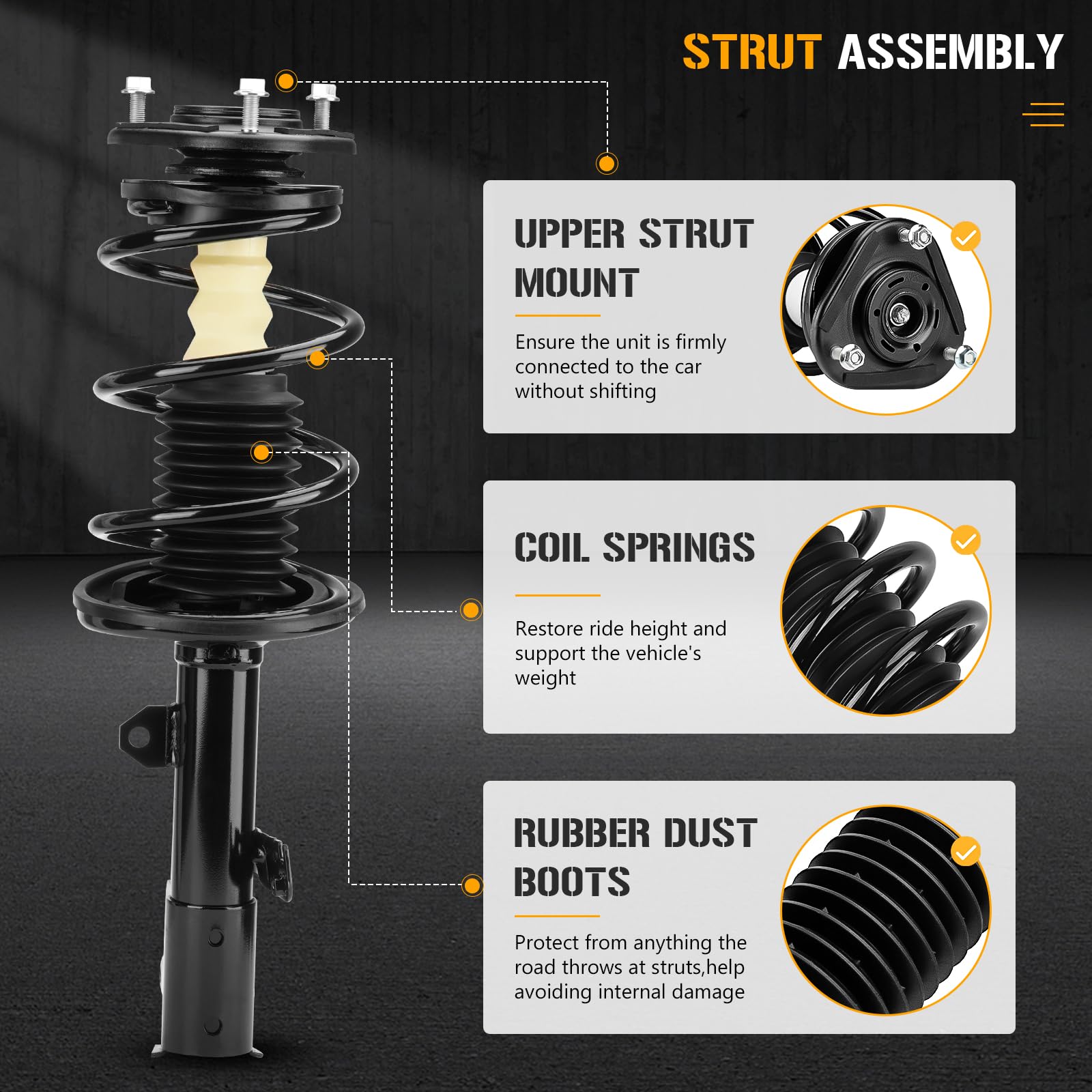 Front Strut Assembly Toyota Corolla Front Struts & Sway Bar Link Kit ...