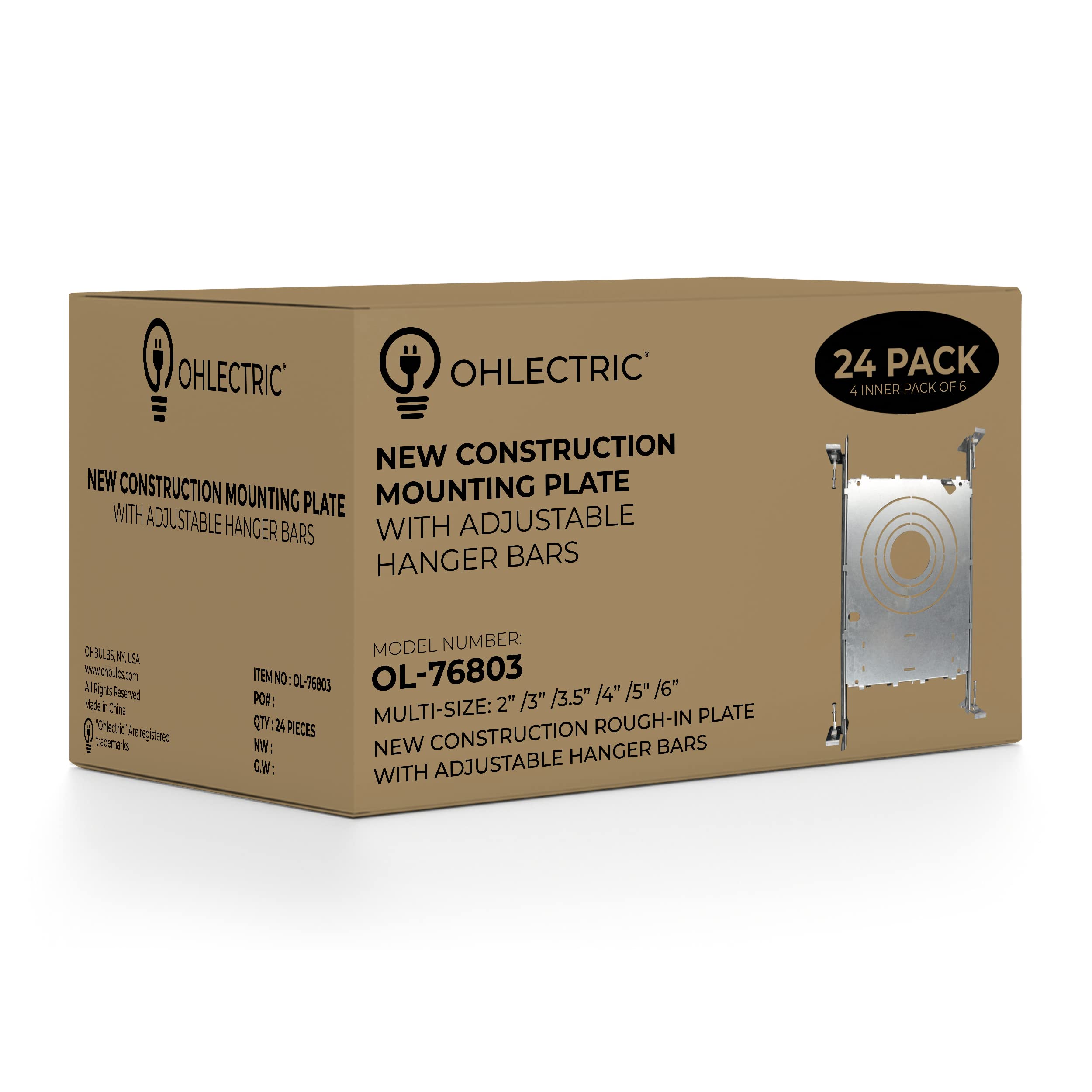 OHLECTRIC New Construction Mounting Plate| 2- 3- 3.5- 4 Inch LED ...