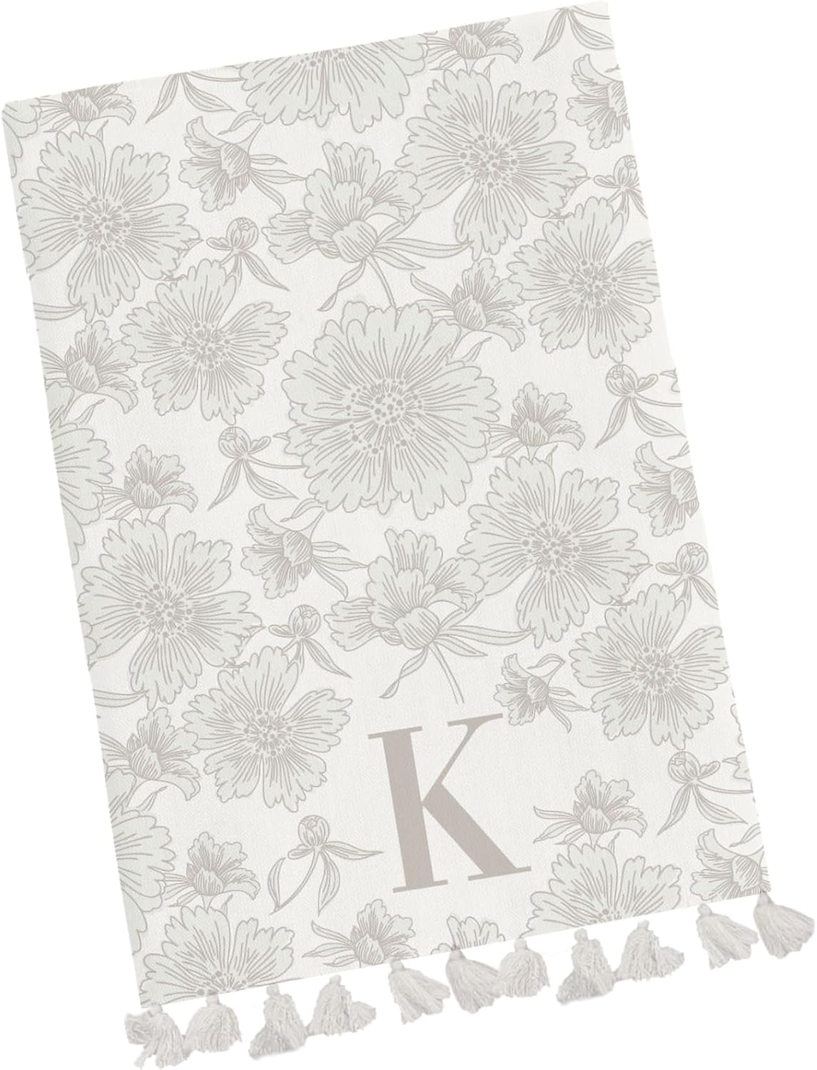 Amazon.com: Mary Square Monogram K Colorful Floral 26 x 18 Cotton ...