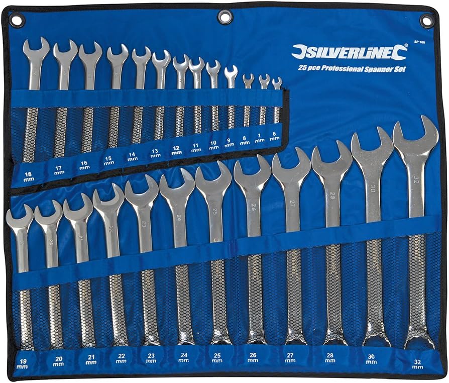 Silverline SP100 Combination Spanner Set 25pce 6 - 32 mm : Amazon.co.uk ...
