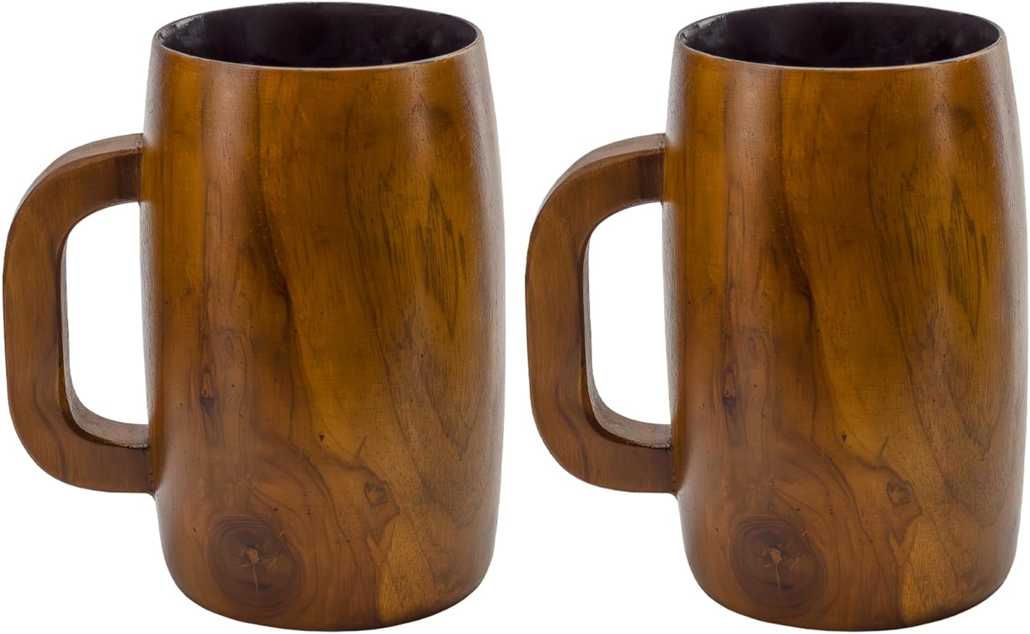 Amazon.com | Darware Teak Wood Coffee Mugs (Set of 2); Wooden Beer ...