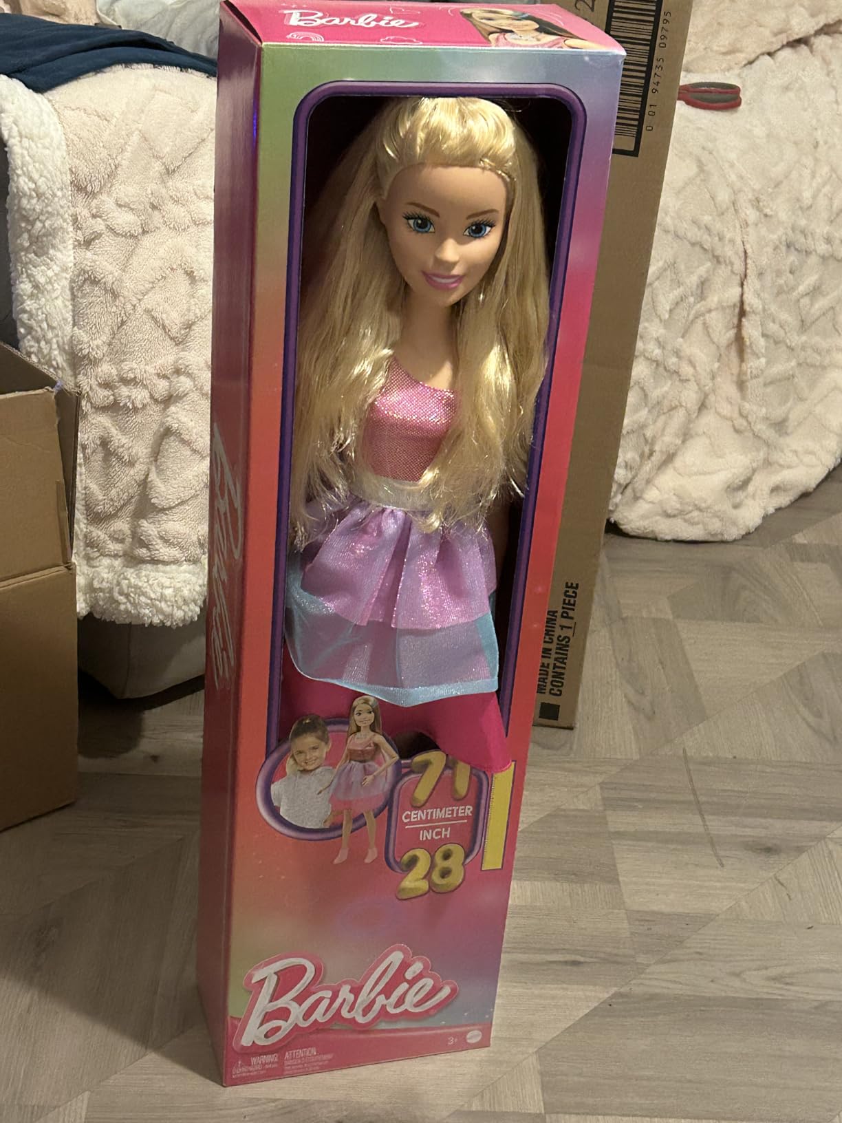 Large Barbie Doll with Blond Hair, 28 Inches Tall, Shimmery Pink Dress ...