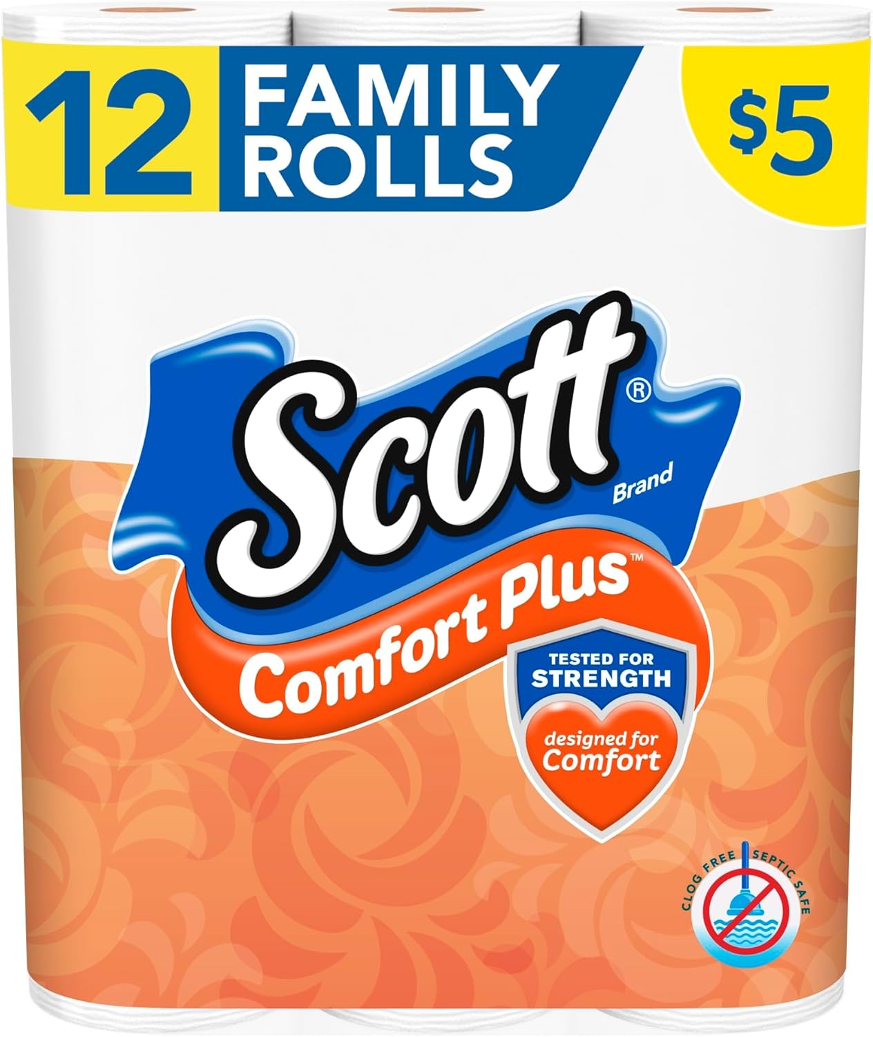 Amazon.com : Scott® ComfortPlus 1-Ply Toilet Paper, 1-1/8" x 1-1/8 ...