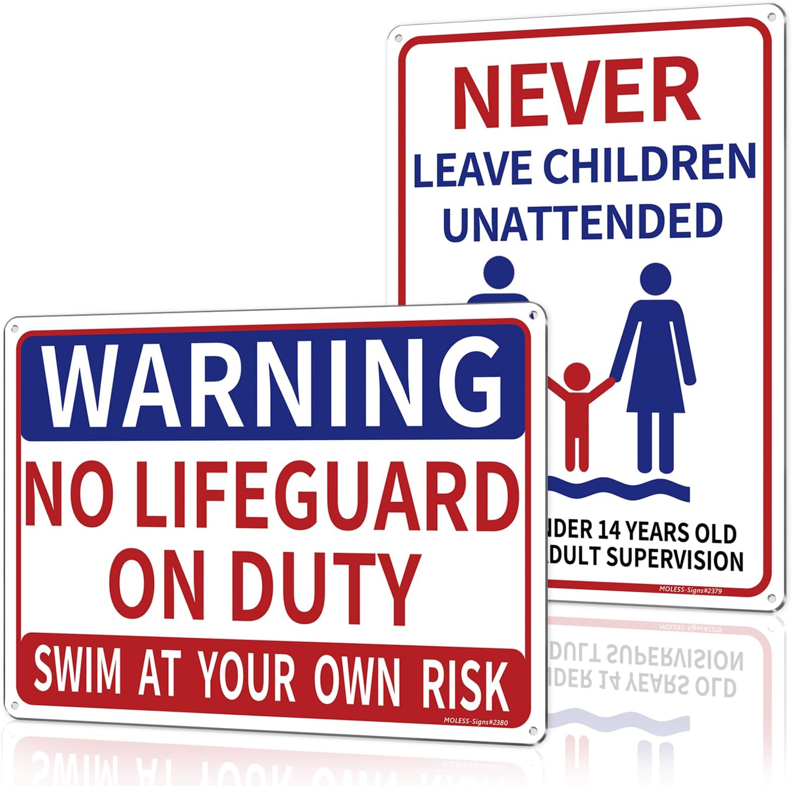 Amazon.com : MOLESS 2 Pack Pool Safety Signs Bundle – 14x10 Inch Pool ...