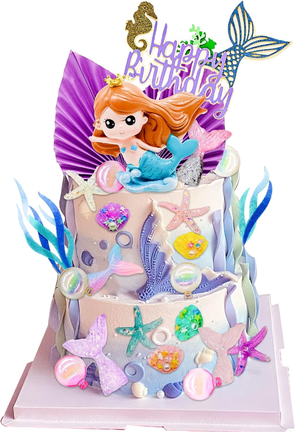Buy Lukinuo Mermaid Cake Toppers 24pcs Little Mermaid Figurine Under ...