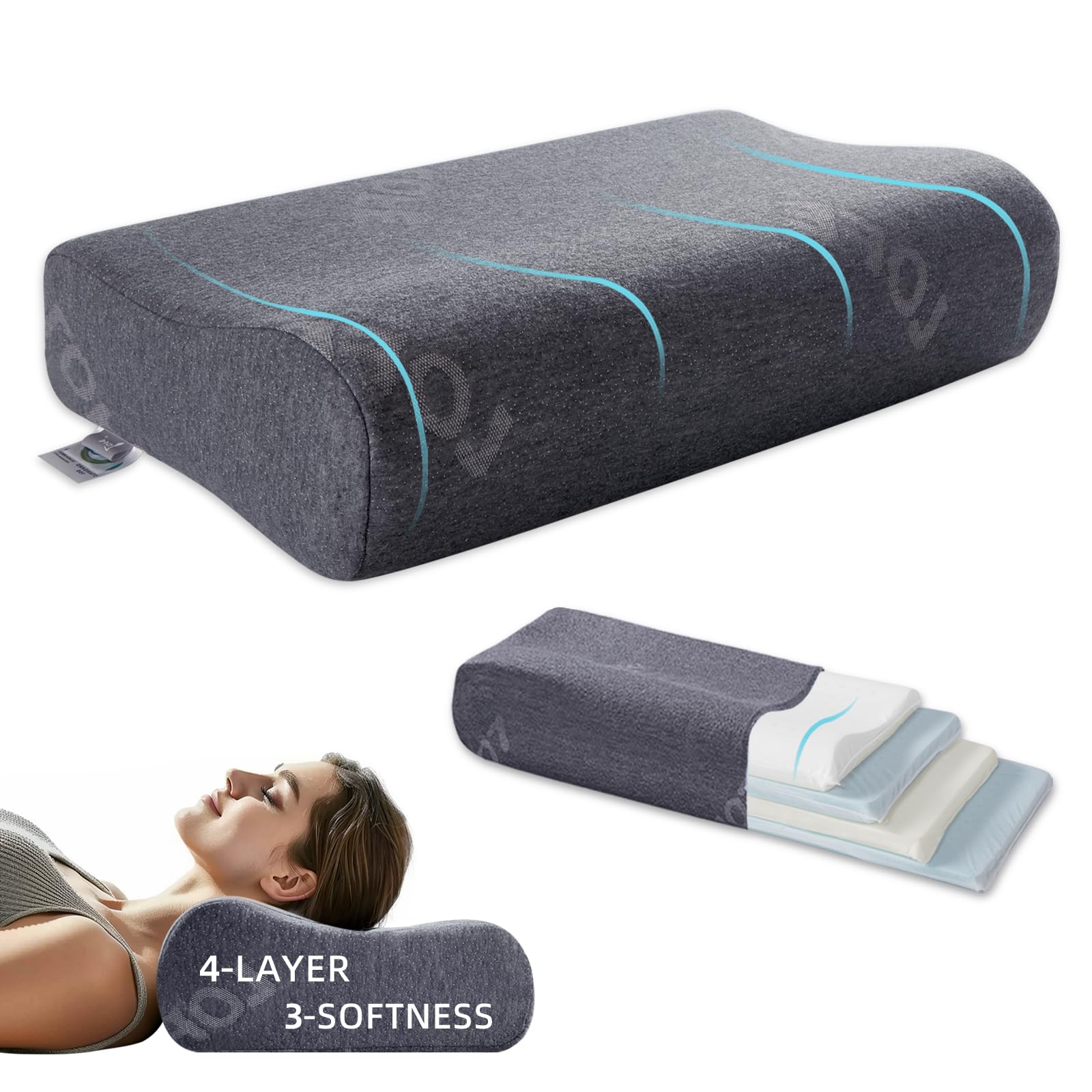 LOFE Contour Pillow - Adjustable Softness Cervical Neck Pillow for ...