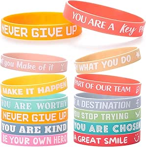 BETESSIN 24pcs Motivational Silicone Wristbands Inspirational Bracelets ...