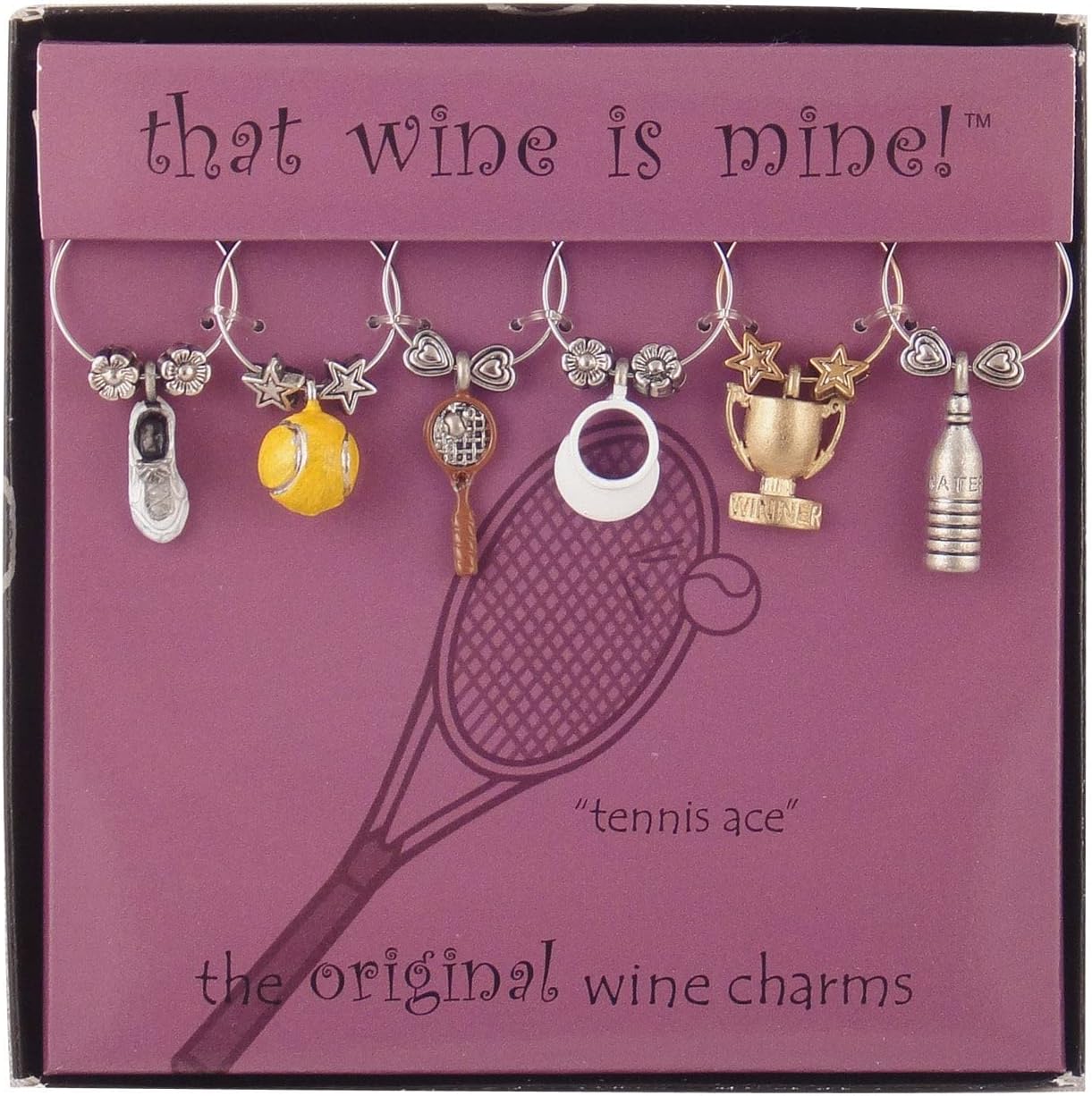Amazon.com | That Wine Is Mine Vin De La Vie Wine Glass Charms, Set of ...