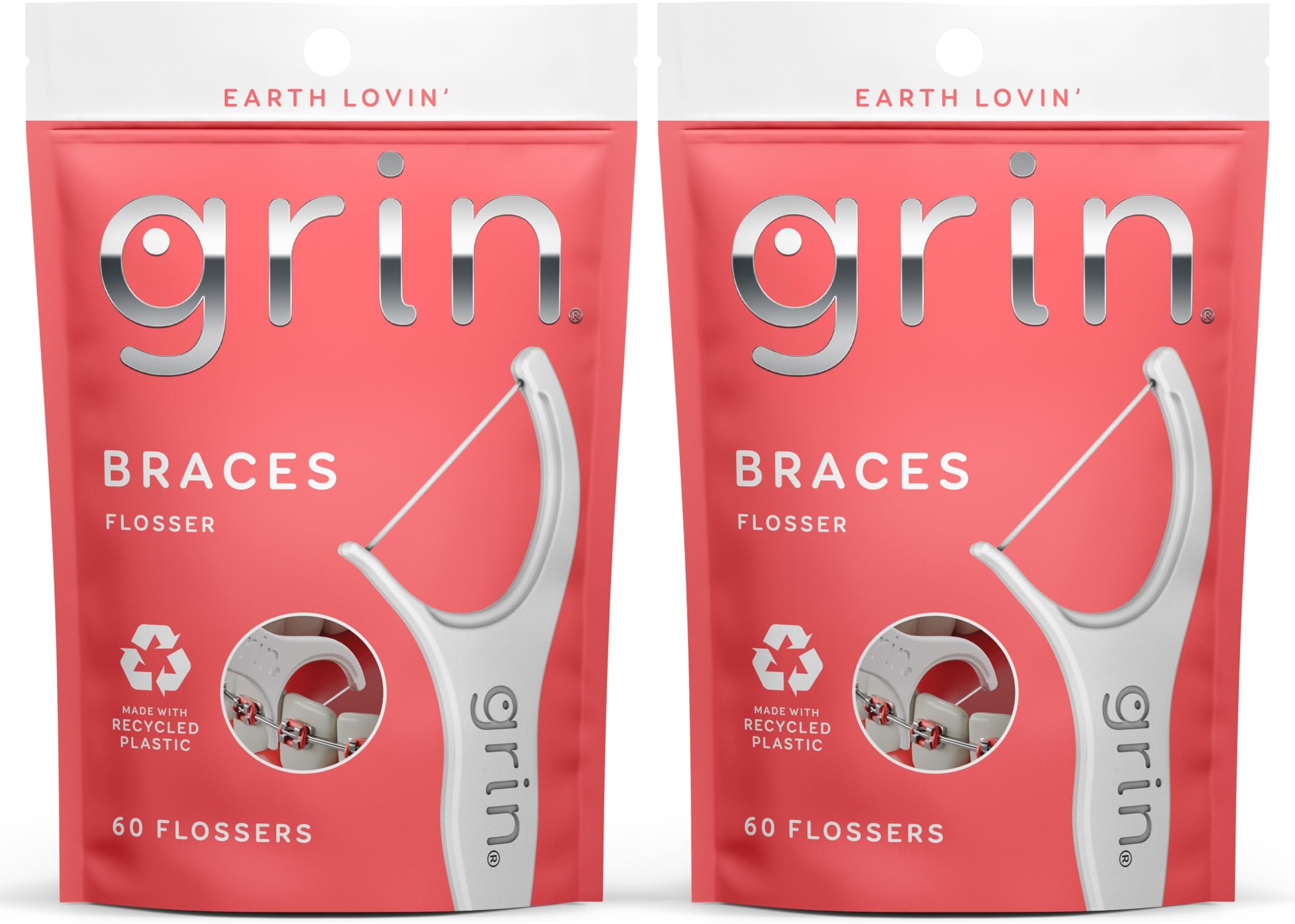 Amazon.com: GRIN Braces Flosser, Floss Picks Designed for Braces, 60 ...