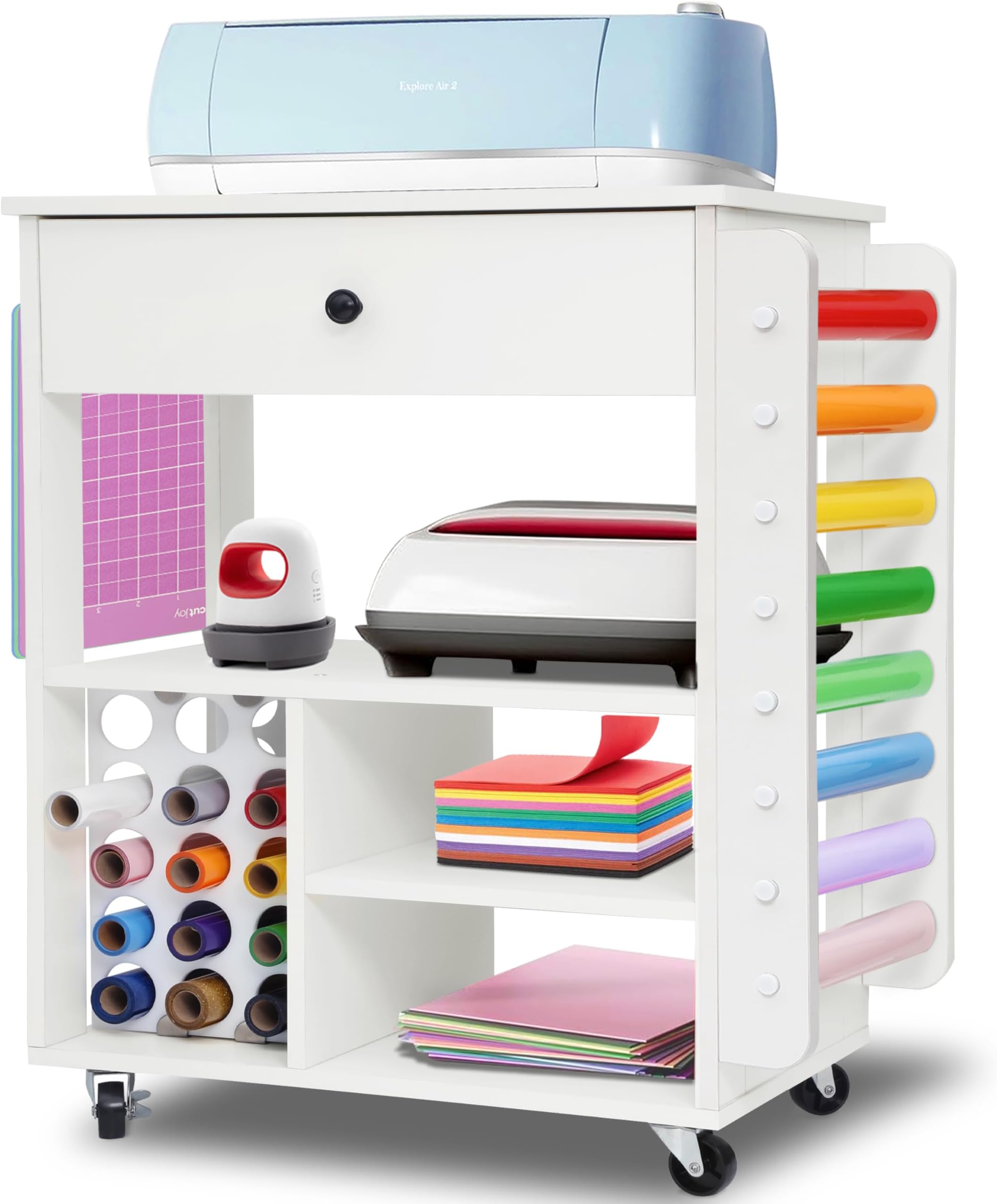 Amazon.com: RJOKMT Rolling Craft Storage Cart with Heat Press Cart and ...