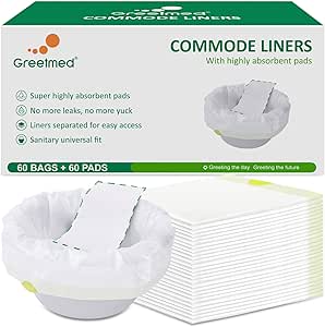 Amazon.com: Commode Liners with Absorbent Pads - 60 Pack Disposable ...