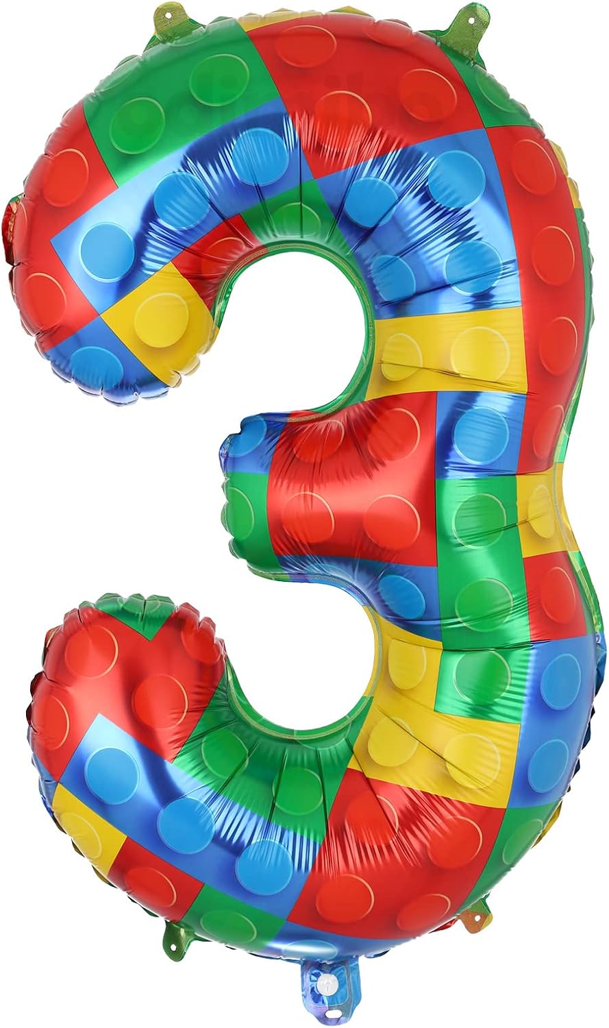Amazon.com: Big Building Block Number 3 Balloon Colorful Large 3rd Foil ...