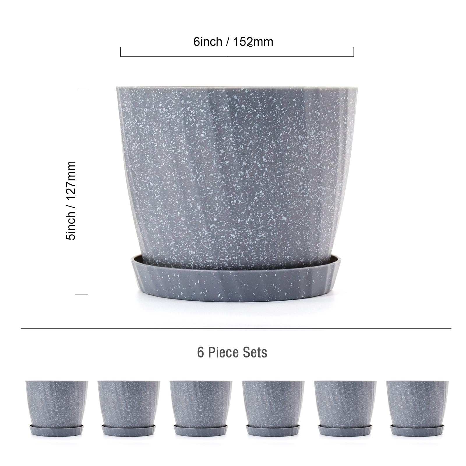 Snapklik.com : UOUZ 6 Plant Pots Bulk, 6 Pack Plastic Planters