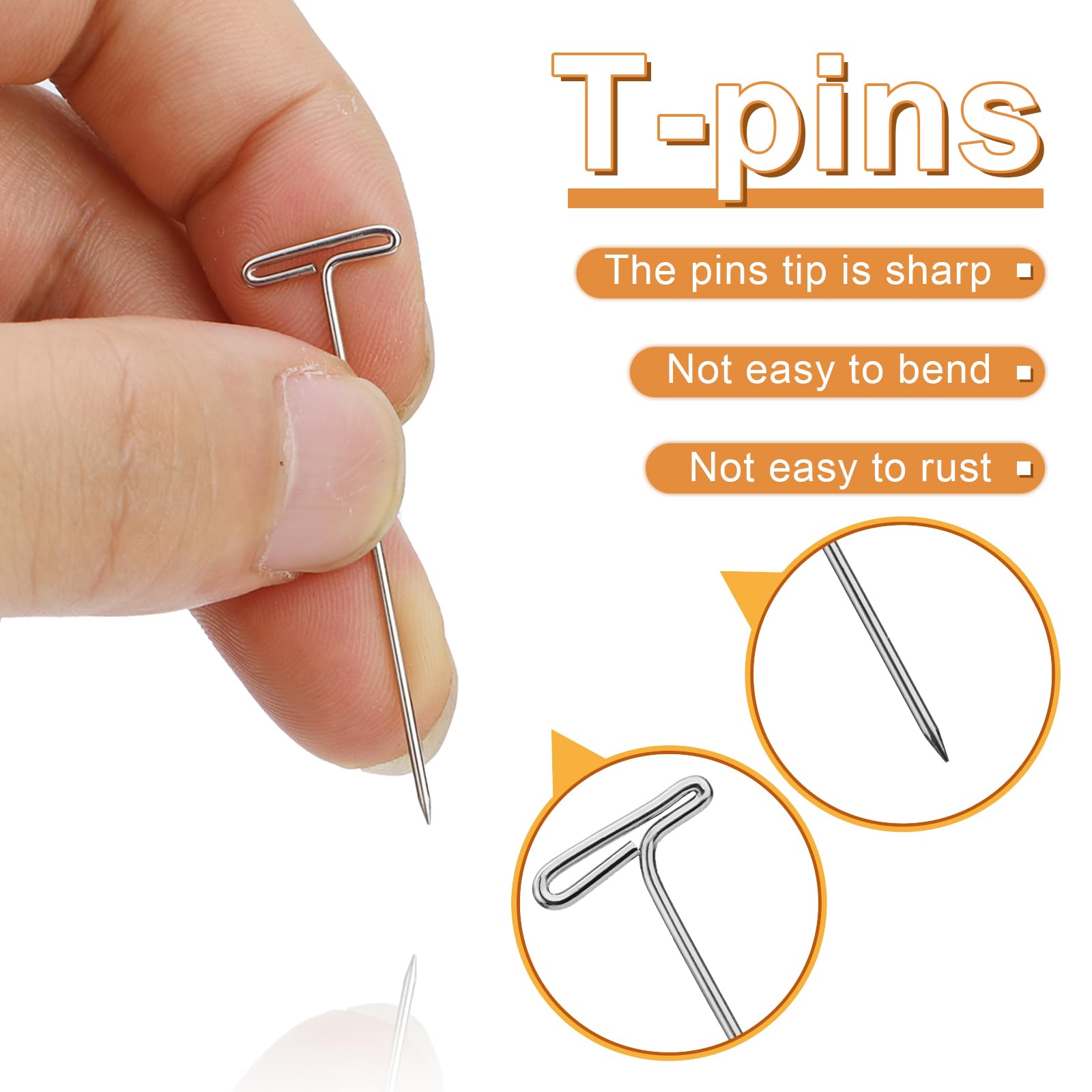 Snapklik.com : T Pins, 200 PCs T Shape Sewing Pins For Wigs And Crafts ...