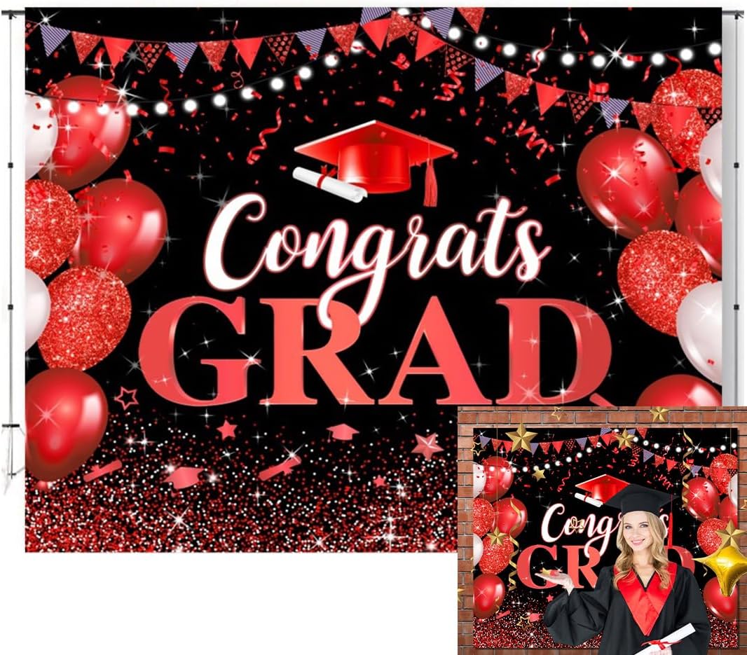 Amazon.com : Caaerttply Graduation Backdrop Congrats Grad Backdrop for ...