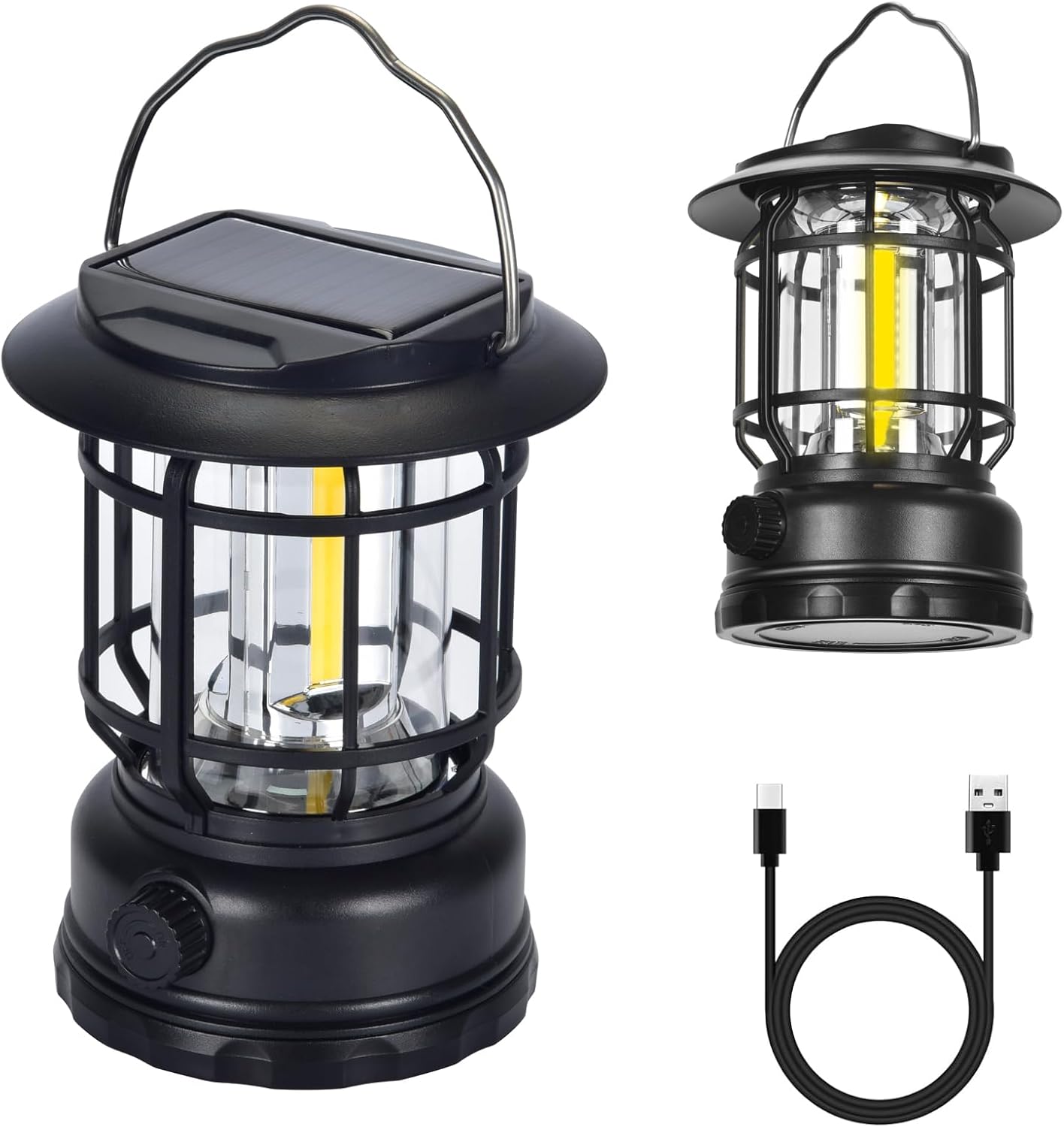 Amazon.com: LOFTOLMEA Solar Camping Lantern, USB Rechargeable Retro ...
