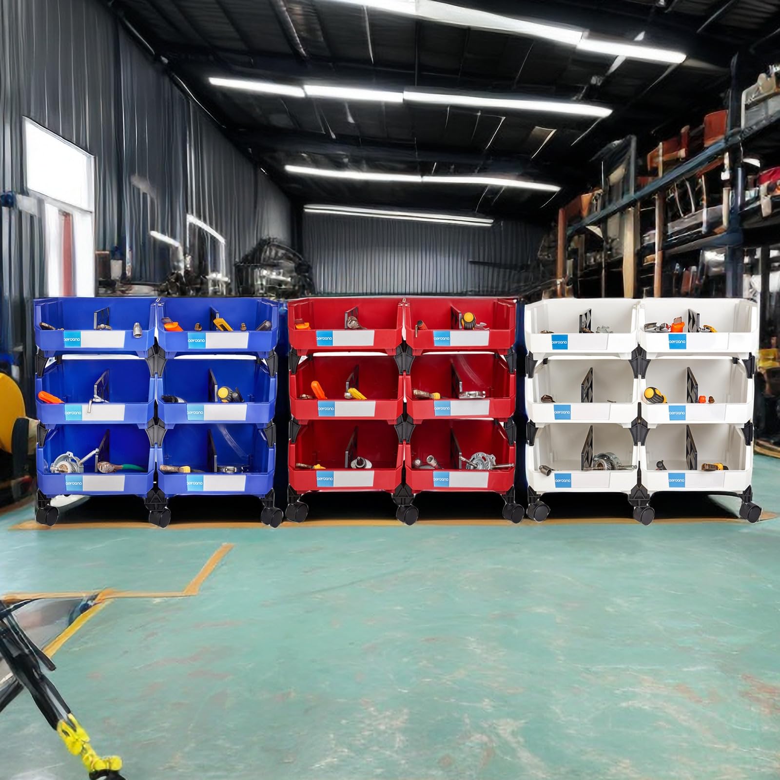 Large Stackable Plastic Storage Bins Shelf Tool Bins Workshop Tool Bins ...