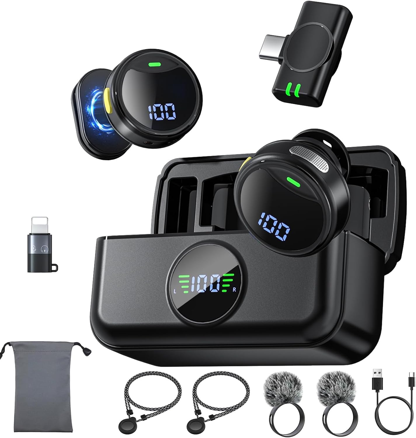 Amazon.com: Wireless Lavalier Microphone for iPhone/Android, Mini Lapel ...