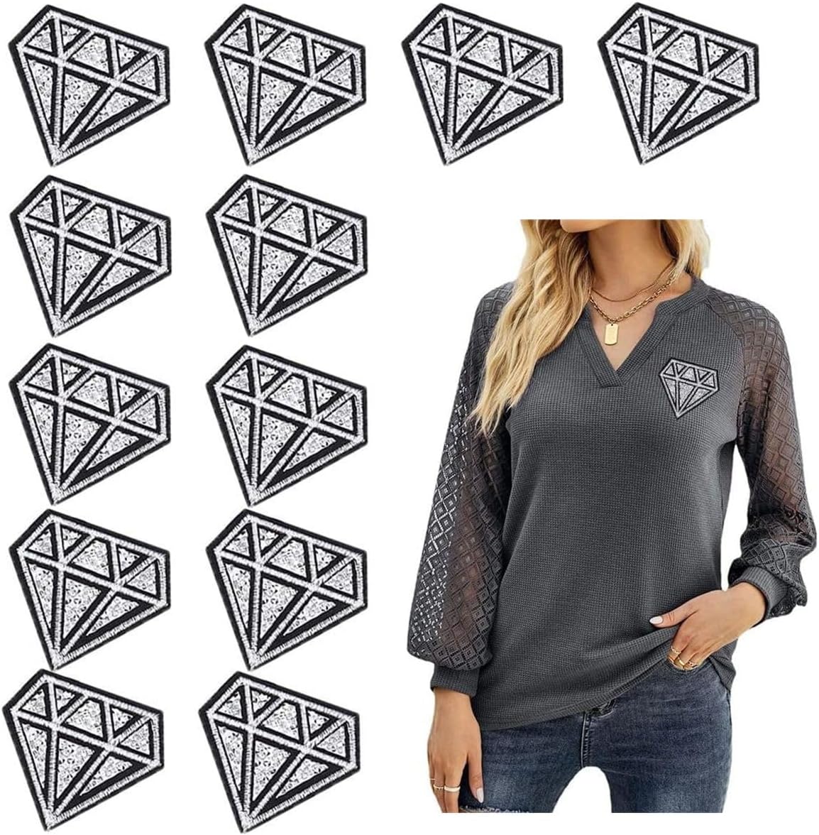 Amazon.com: RIENER 12 Pack Rhinestone Decorative Patches Bling Diamonds ...