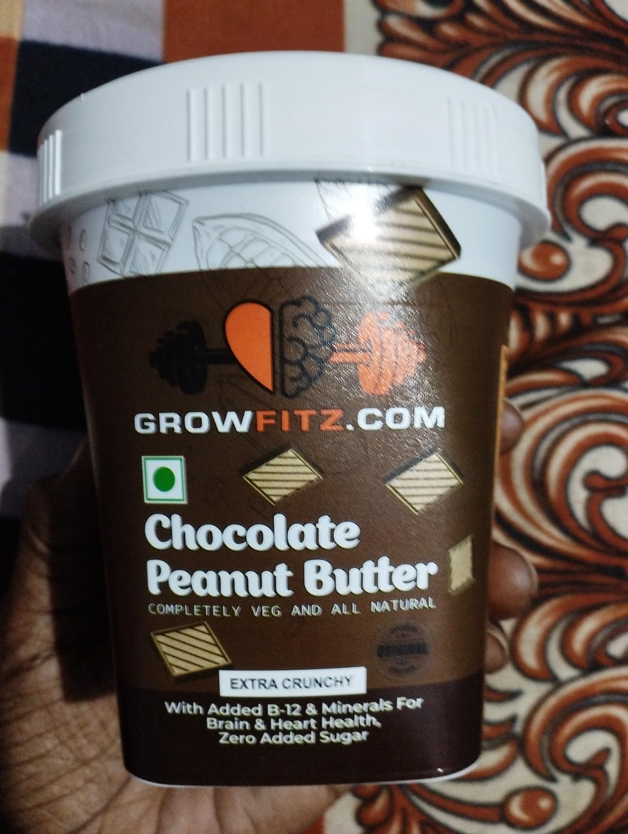Growfitz Peanut Butter (Chocolate, 500g) | 21g Protein | Rich in Fibres ...