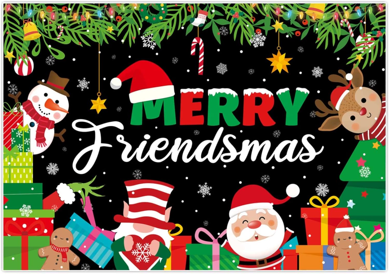 Funnytree 84" X 59" Winter Merry Christmas Friendsmas Party Backdrop ...