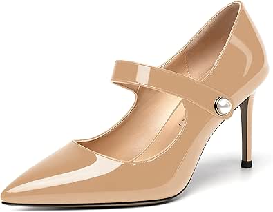 Amazon.com | NUMALEO Womens Casual Dressy Pearl Patent Party Ankle ...