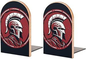 Amazon.com: 1 Pair Wood Handmade Book Ends Red Spartan Helmet Bookends ...