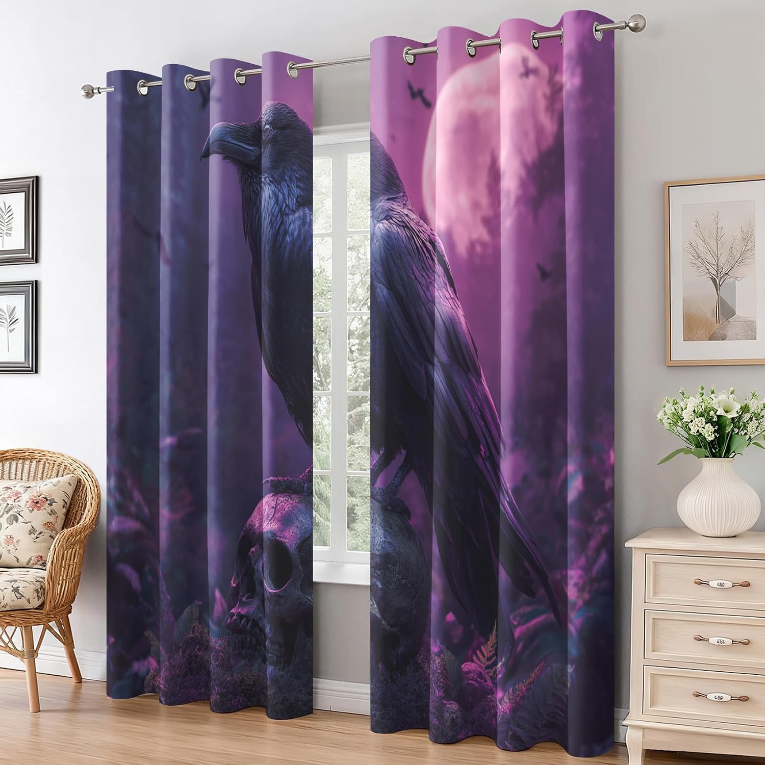 Amazon.com: Raven Curtains Blackout for Living Room Bedroom, Purple ...